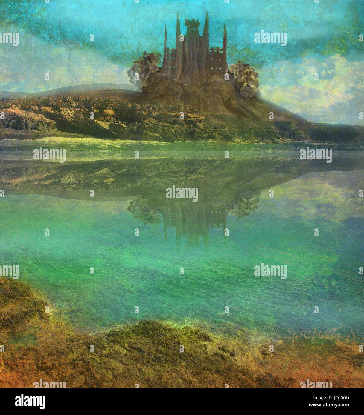 Landscape with old castle Stock Photo - Alamy