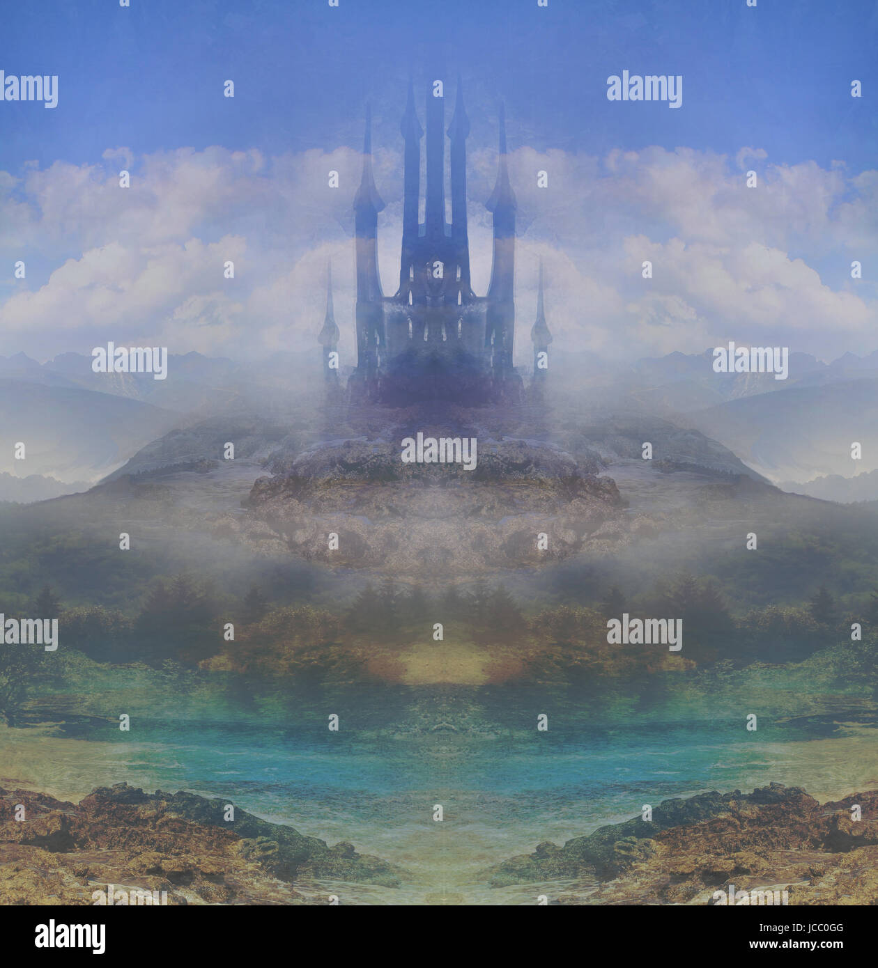 Landscape with old castle Stock Photo - Alamy