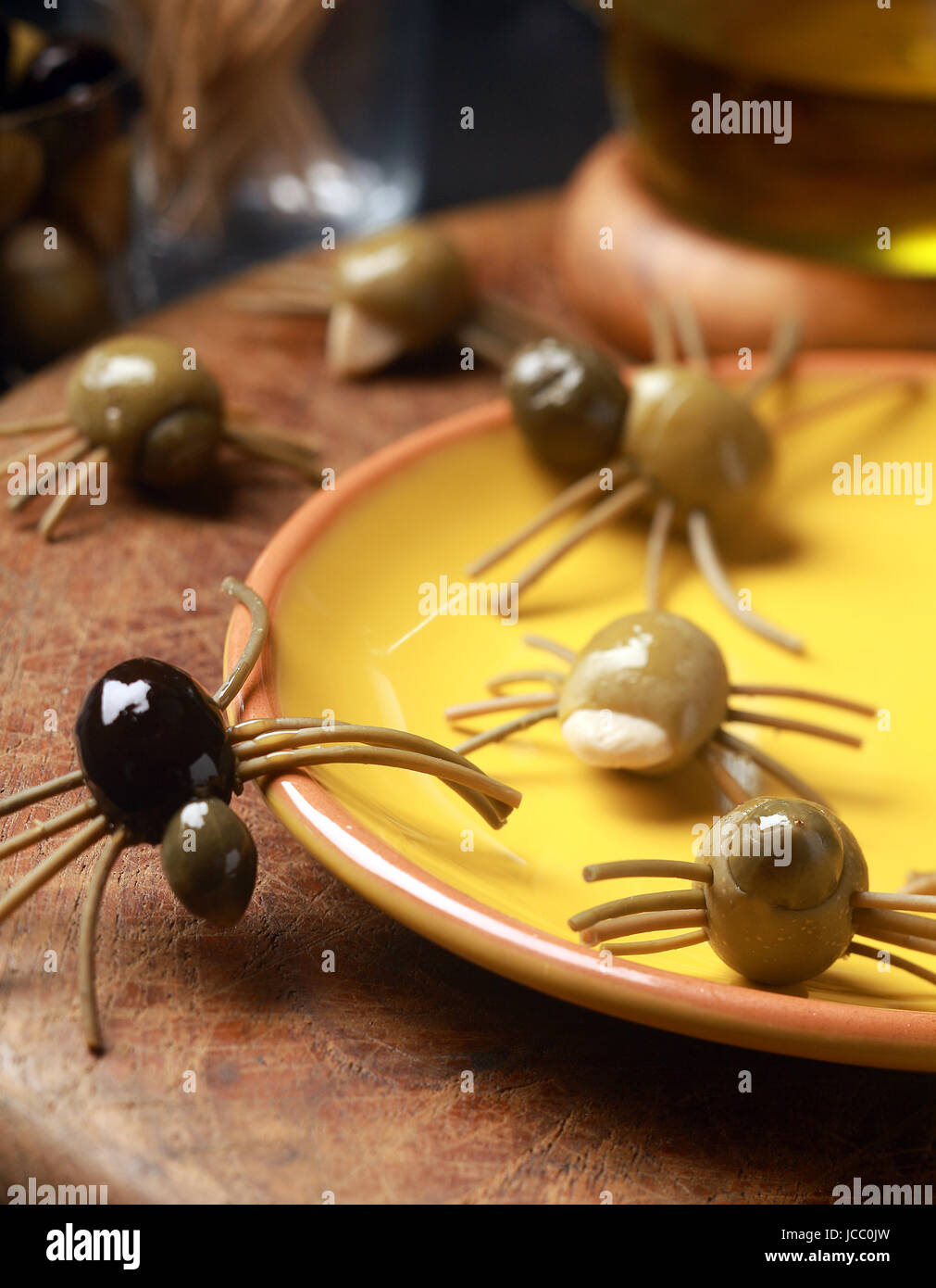 Scary creepy Halloween spider snacks served at a festive party made ...