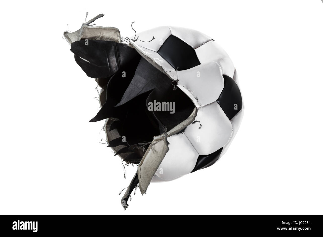 traditional football split it sides open blown up Stock Photo - Alamy