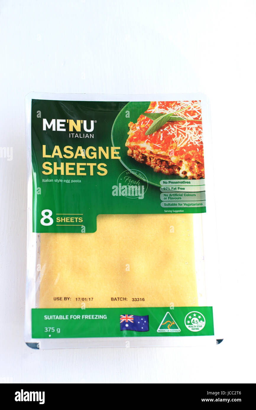 Lasagna sheets in a packet isolated against white background Stock ...