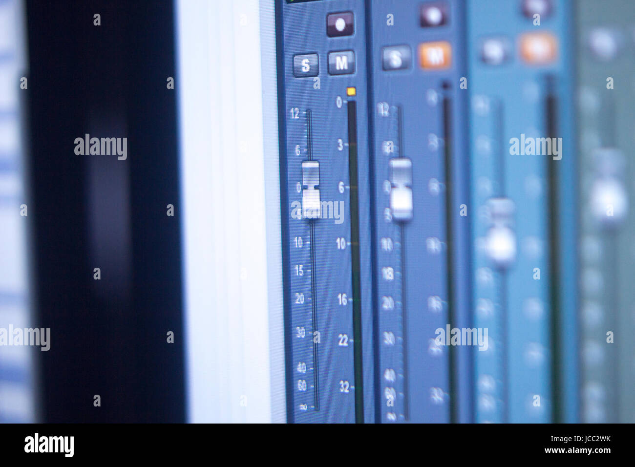 Recording audio, music, vocal and voiceover studio digital mixing desk ...