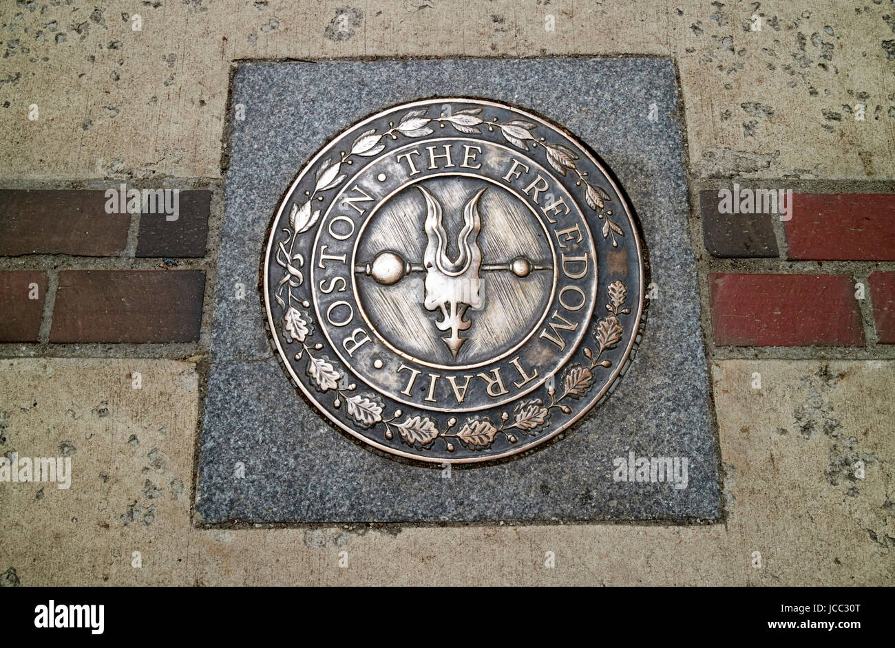marker for stop on the red brick freedom trail marker in pavement ...