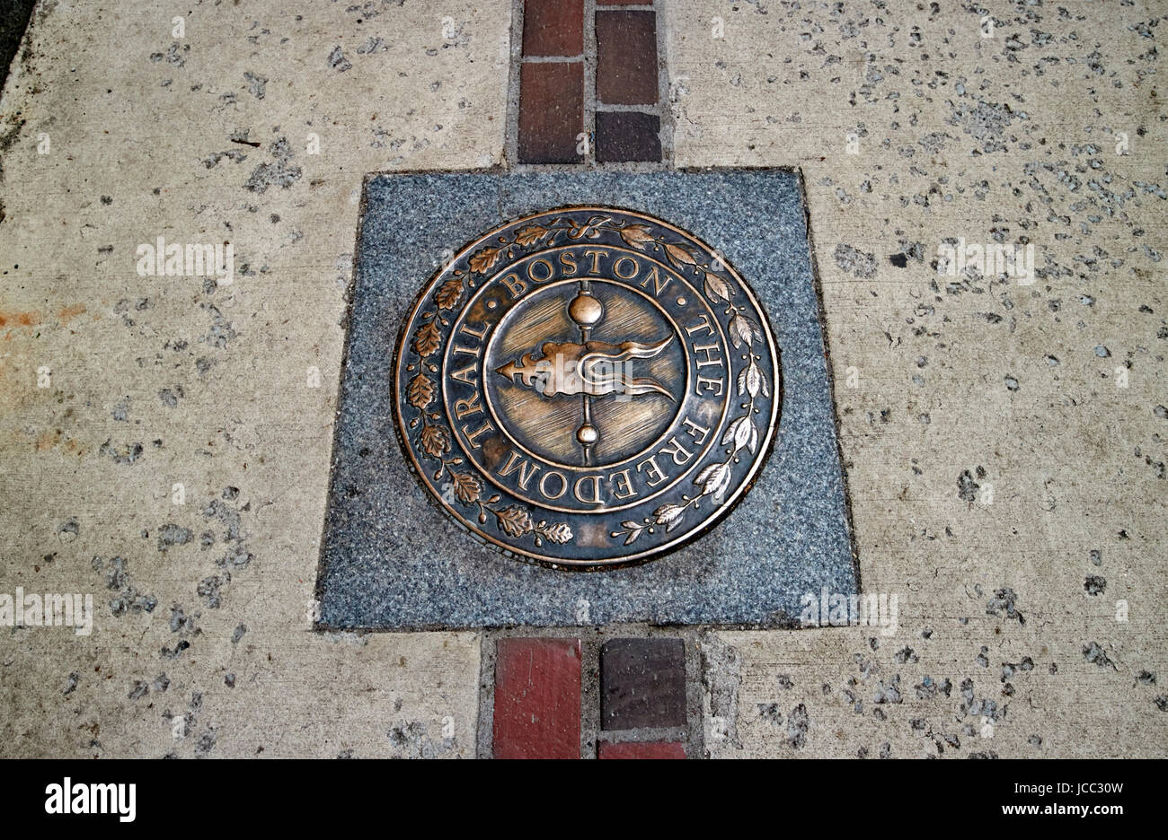 marker for stop on the red brick freedom trail marker in pavement ...