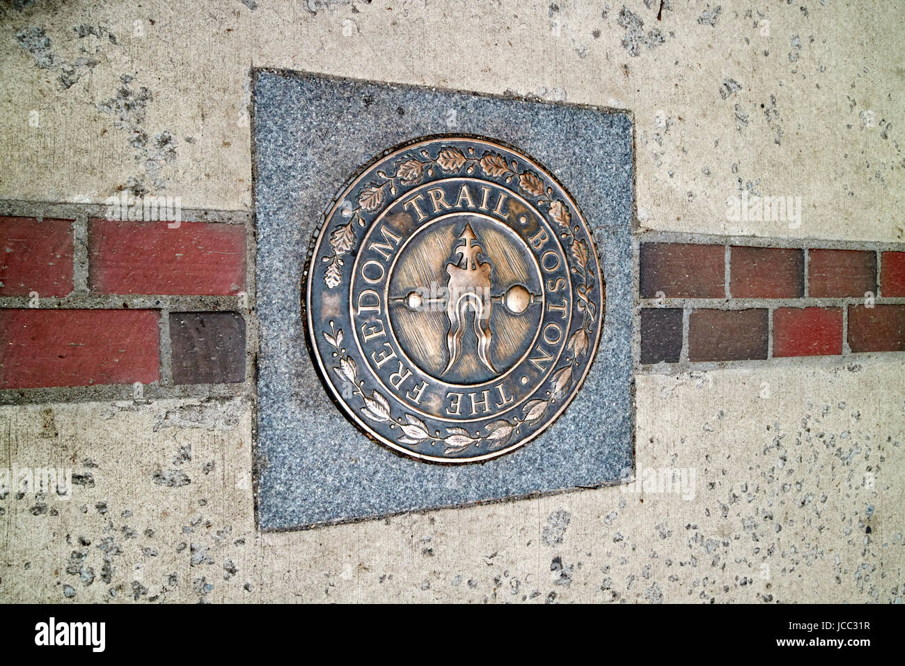 marker for stop on the red brick freedom trail marker in pavement ...