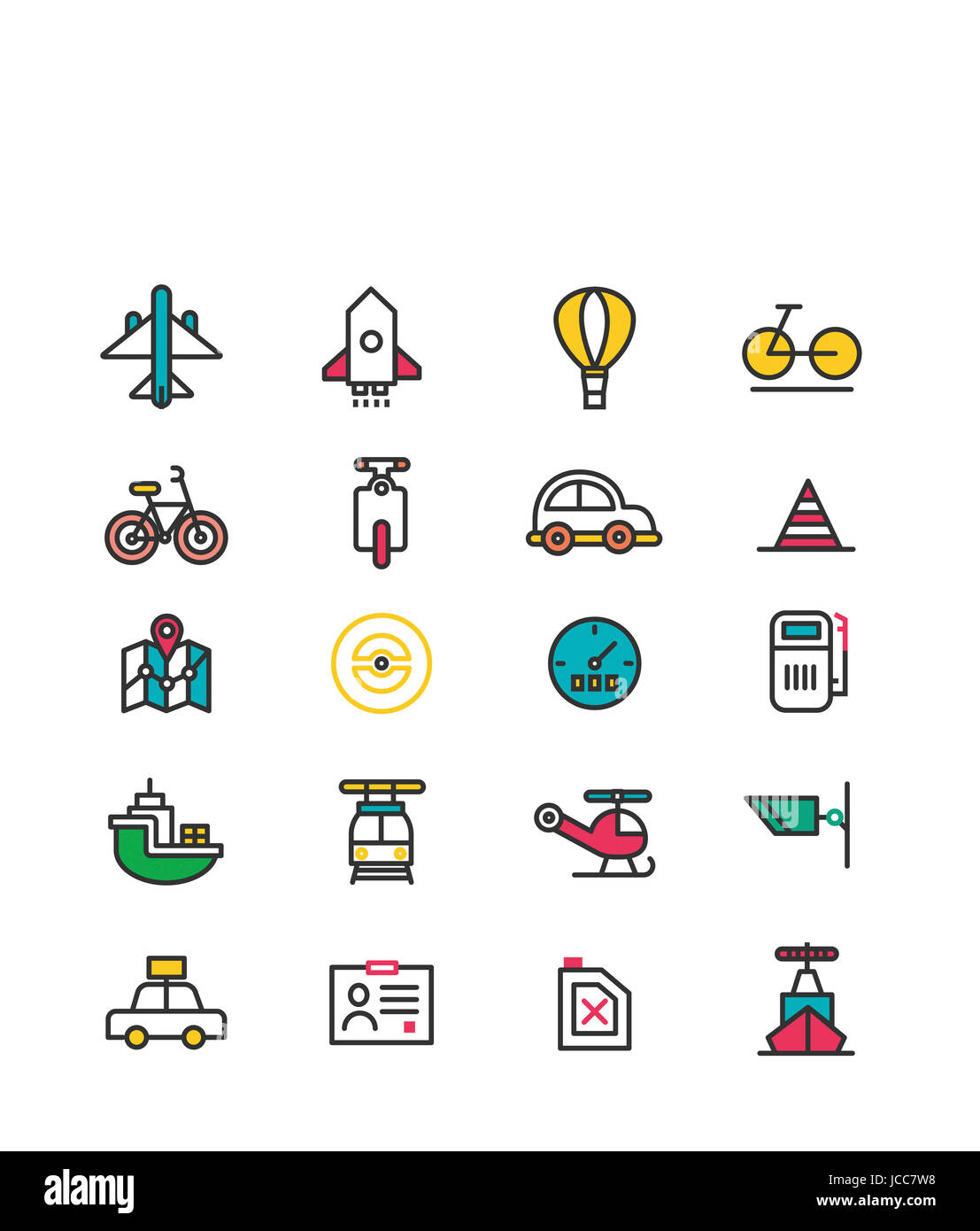 Set of various icons related to transportation Stock Photo - Alamy