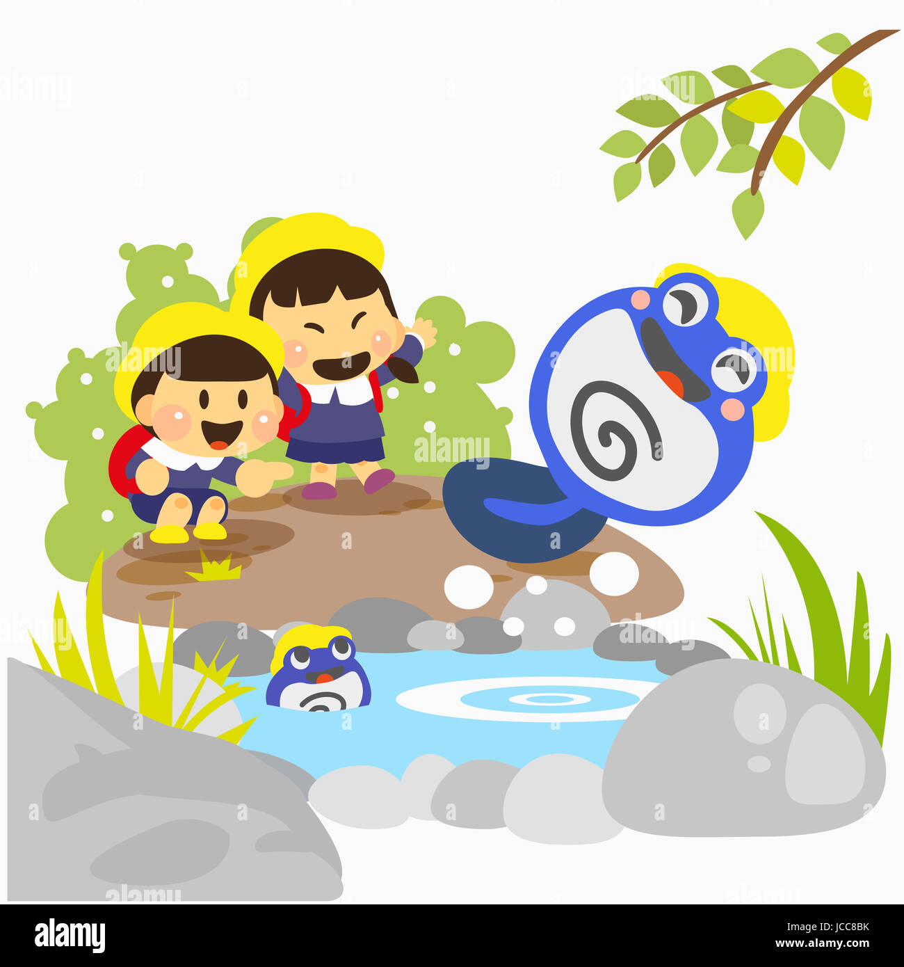 Smiling kindergarten kids in spring Stock Photo - Alamy