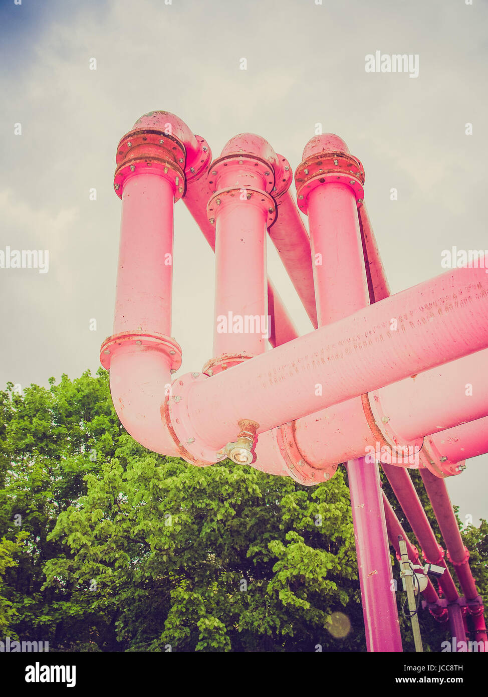 Vintage looking Pink water pipes in Berlin Germany used to pump water ...