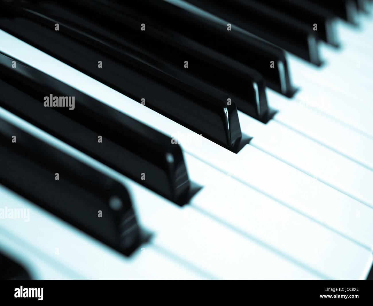 Detail of black and white keys on music keyboard - selective focus ...