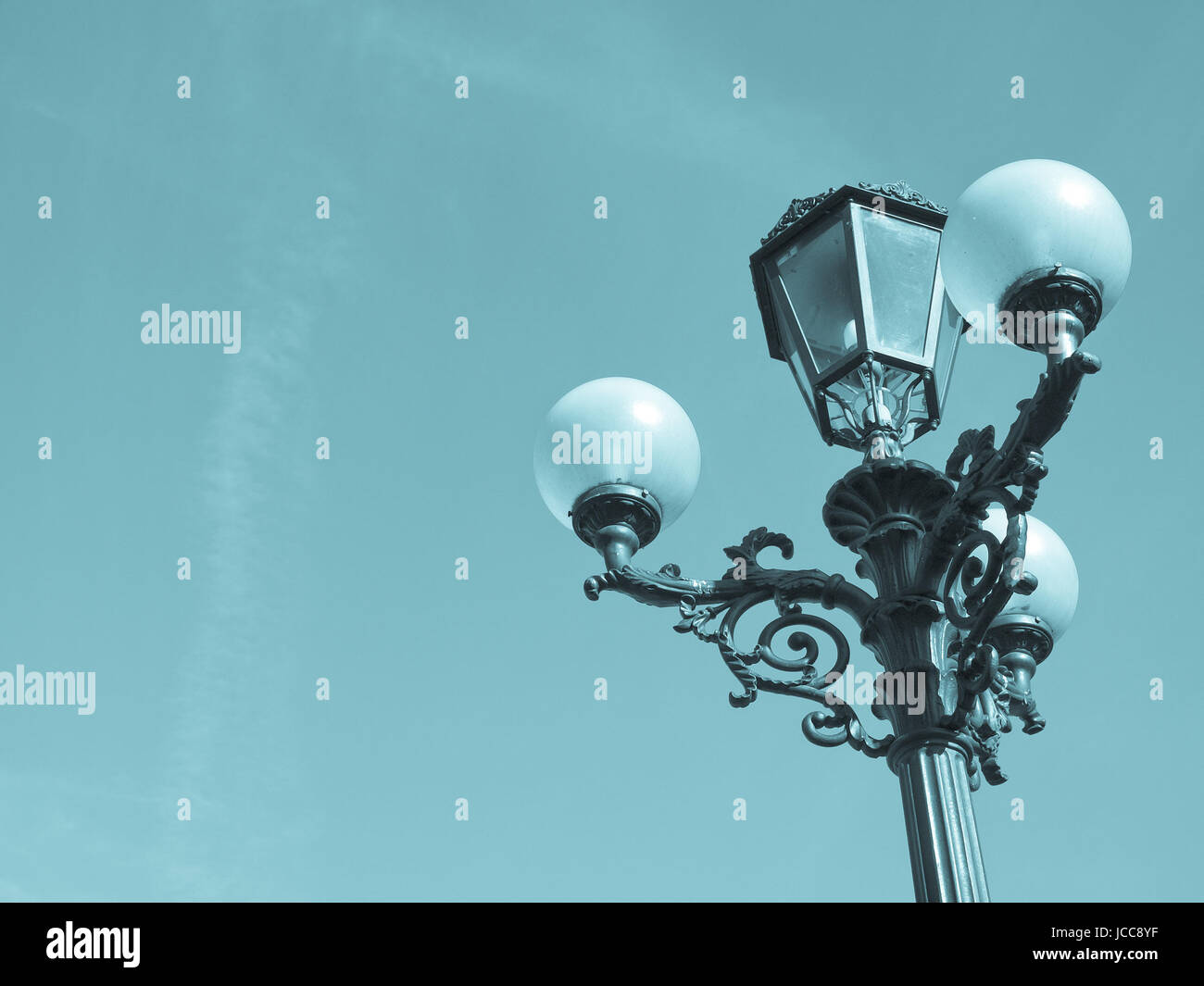 Street light lamppost, street lamp light standard - over blue sky ...