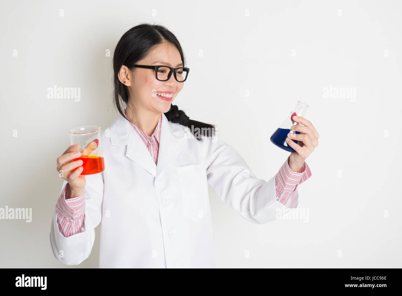 Asian girl microbiology student doing liquid sample test analysis, on ...