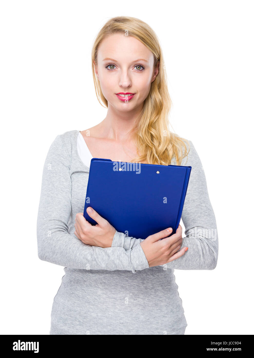 Caucasian lady with clipboard Stock Photo - Alamy