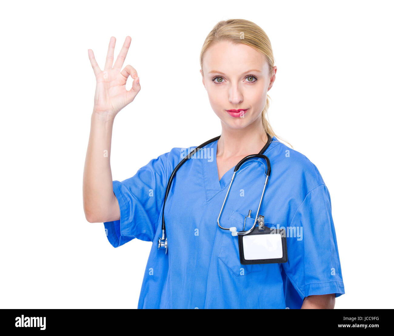 Doctor with ok sign Stock Photo - Alamy