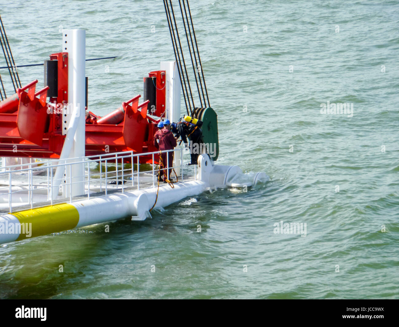 Descent of the pipeline to a bottom exhausting with the pipelaying ...