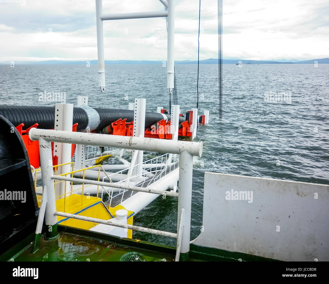Descent of the pipeline to a bottom exhausting with the pipelaying ...