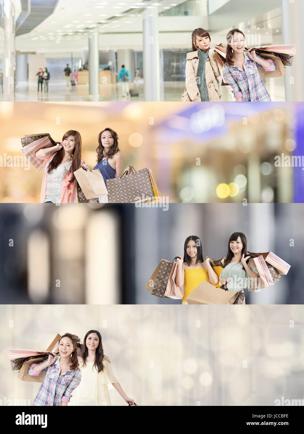 Asian woman shopping, collection from 7 different people, good for web ...