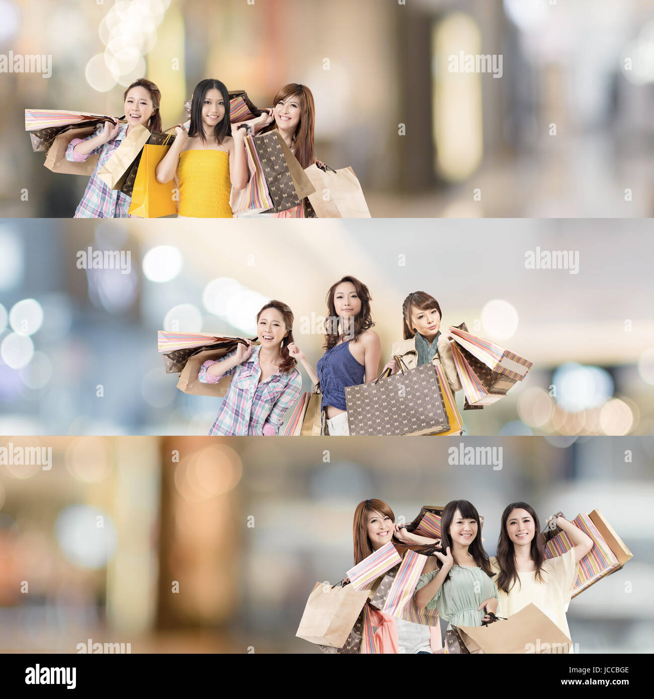 Asian woman shopping, collection from 7 different people, good for web ...