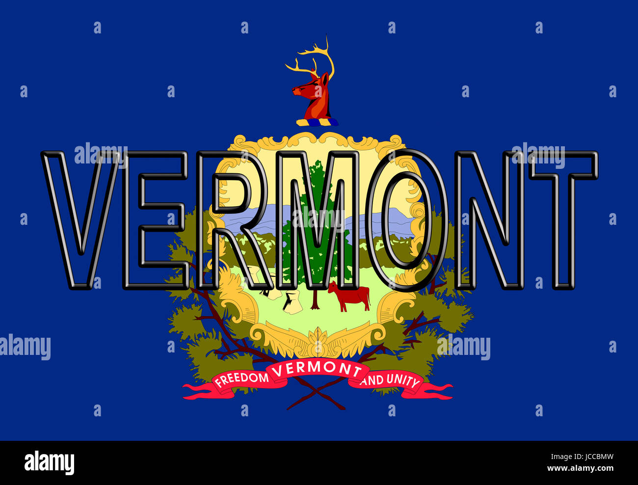 Illustration of the flag of Vermont state in America with the state ...