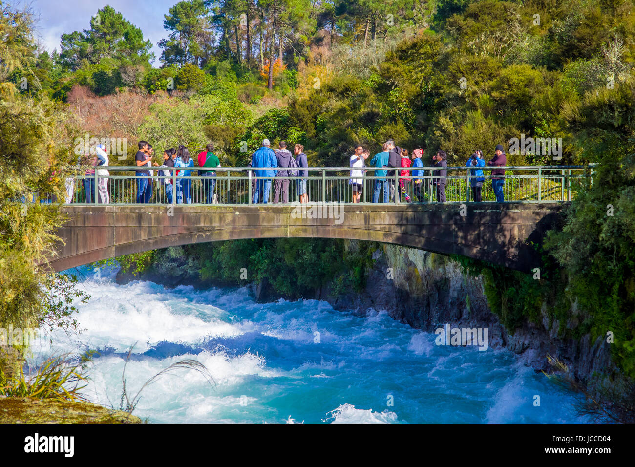 A crown of people over the bridge enjoying the view of the powerful ...