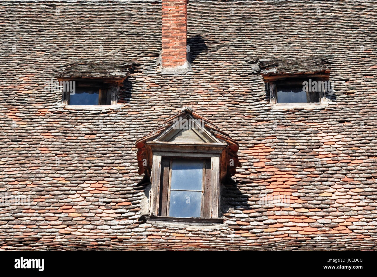 sibiu city romania traditional architecture detail roof tile face Stock ...