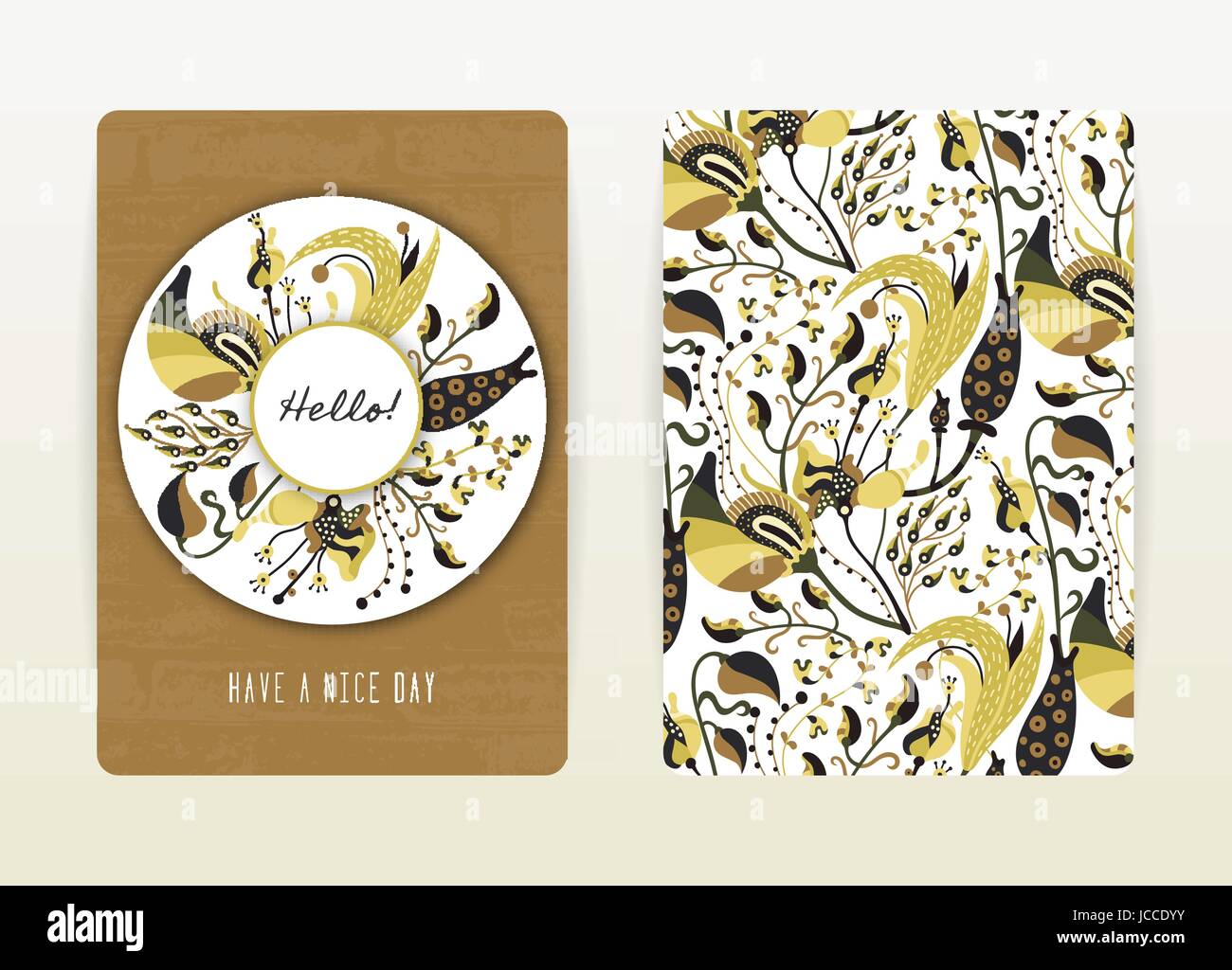 Cover design with floral pattern. Hand drawn creative flowers. Colorful ...