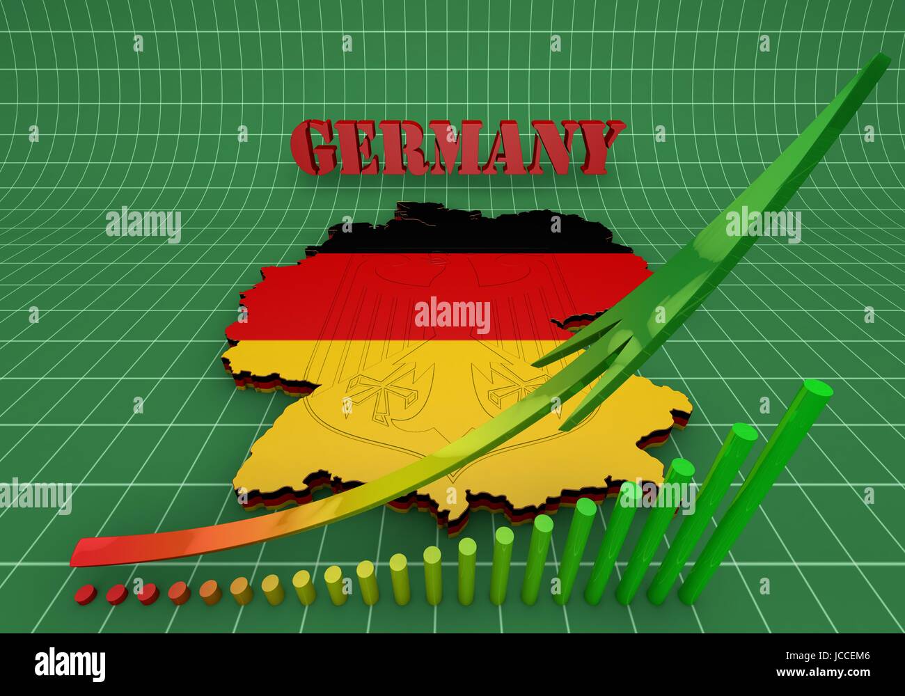 3D Map illustration of Germany with flag Stock Photo - Alamy