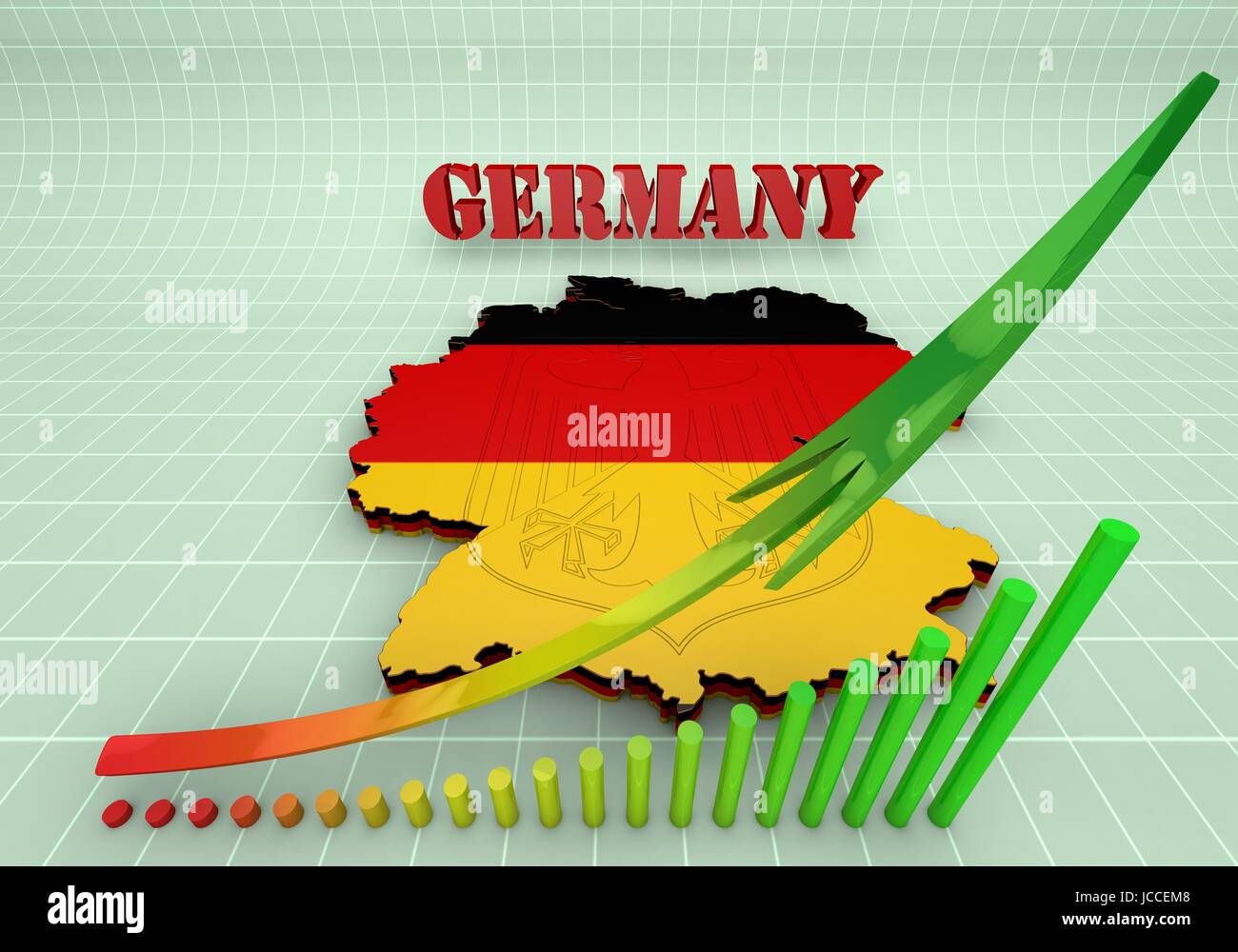 3D Map illustration of Germany with flag Stock Photo - Alamy