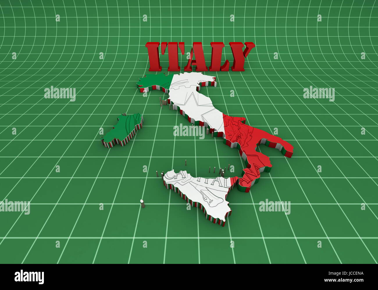 3D Map illustration of Italy with flag Stock Photo - Alamy
