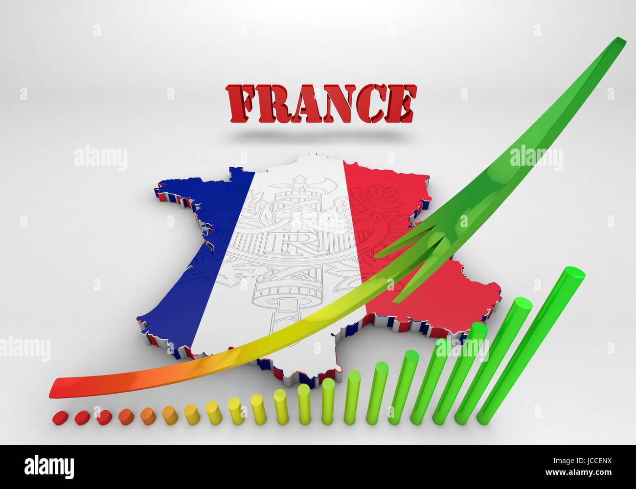 Map of France with flag colors. 3d render illustration Stock Photo - Alamy