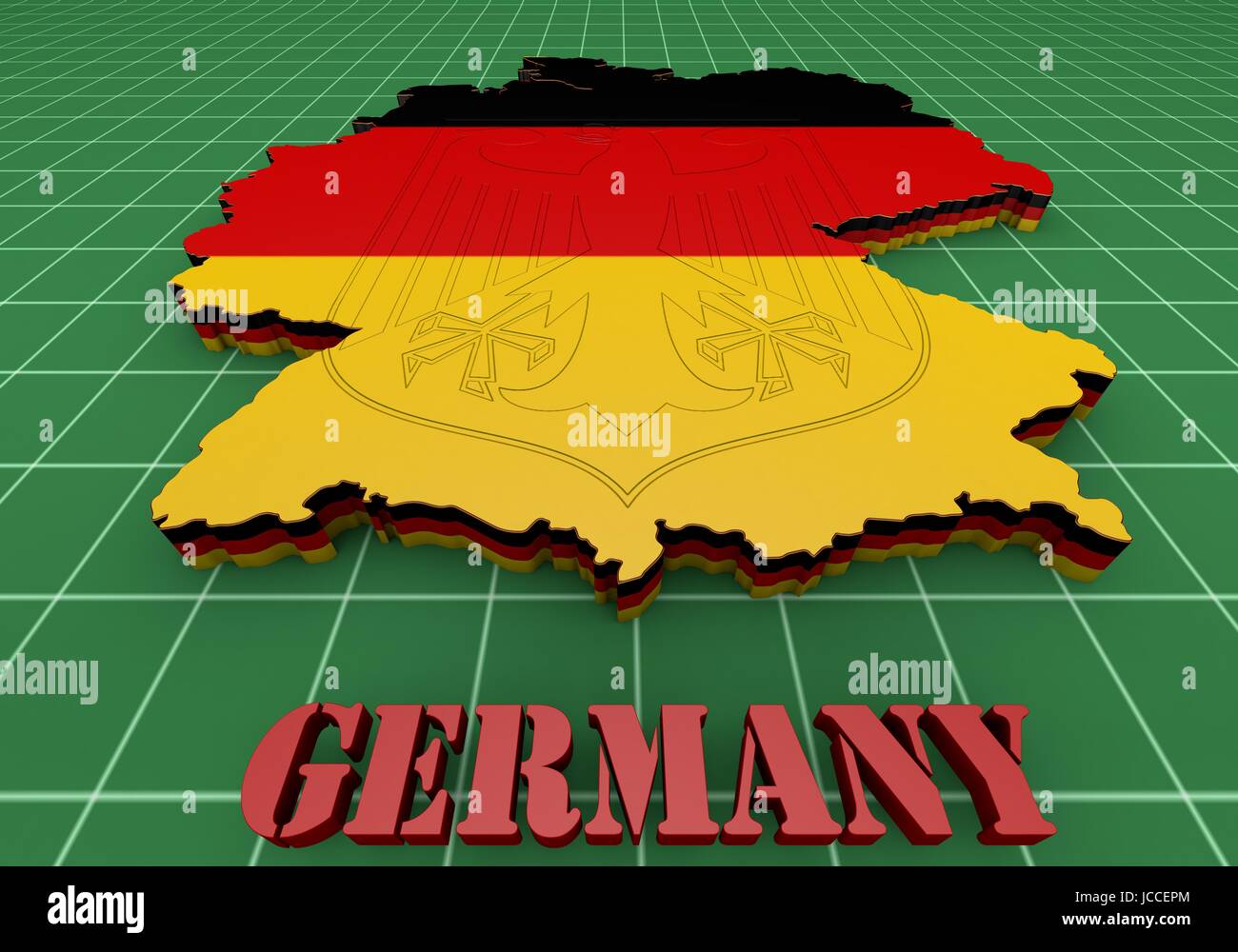 3D Map illustration of Germany with flag Stock Photo - Alamy