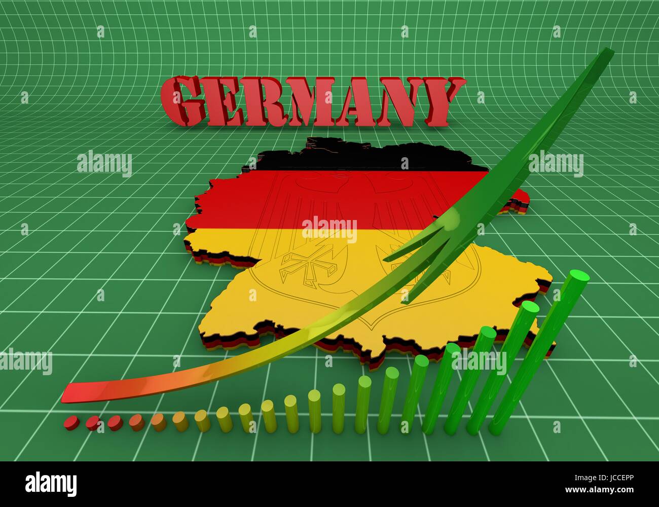 3D Map illustration of Germany with flag Stock Photo - Alamy