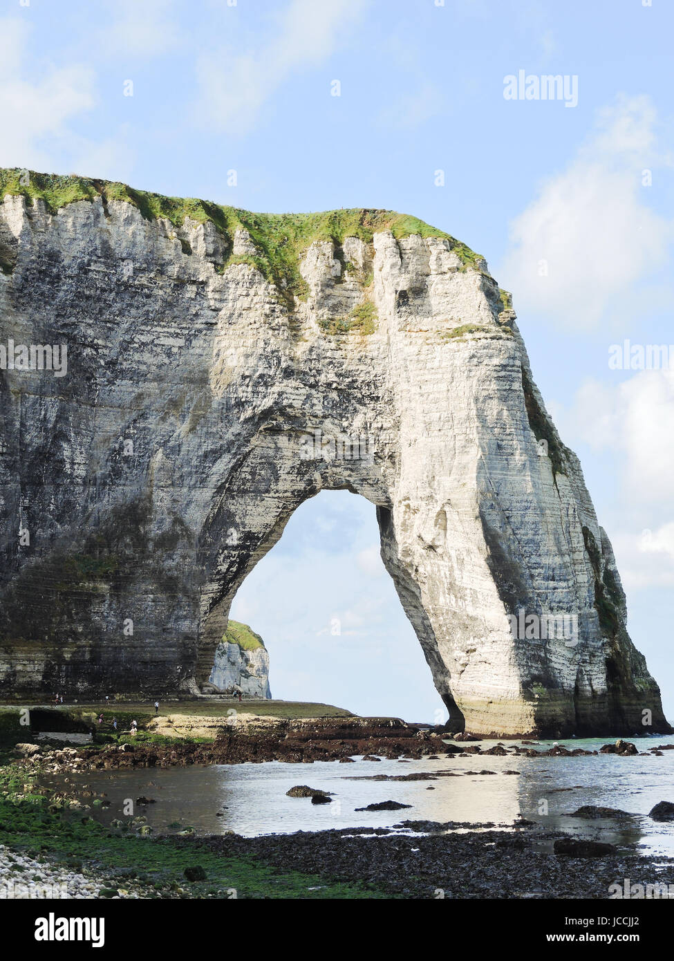 natural arch cliff on english channel beach of Eretrat cote d'albatre ...