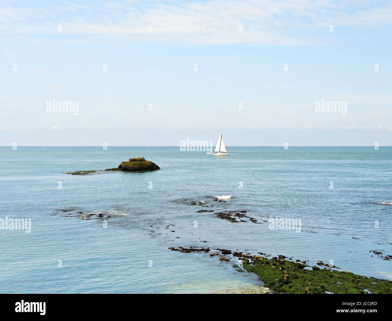 coastline of cote d'albatre of english channel during low tide near ...