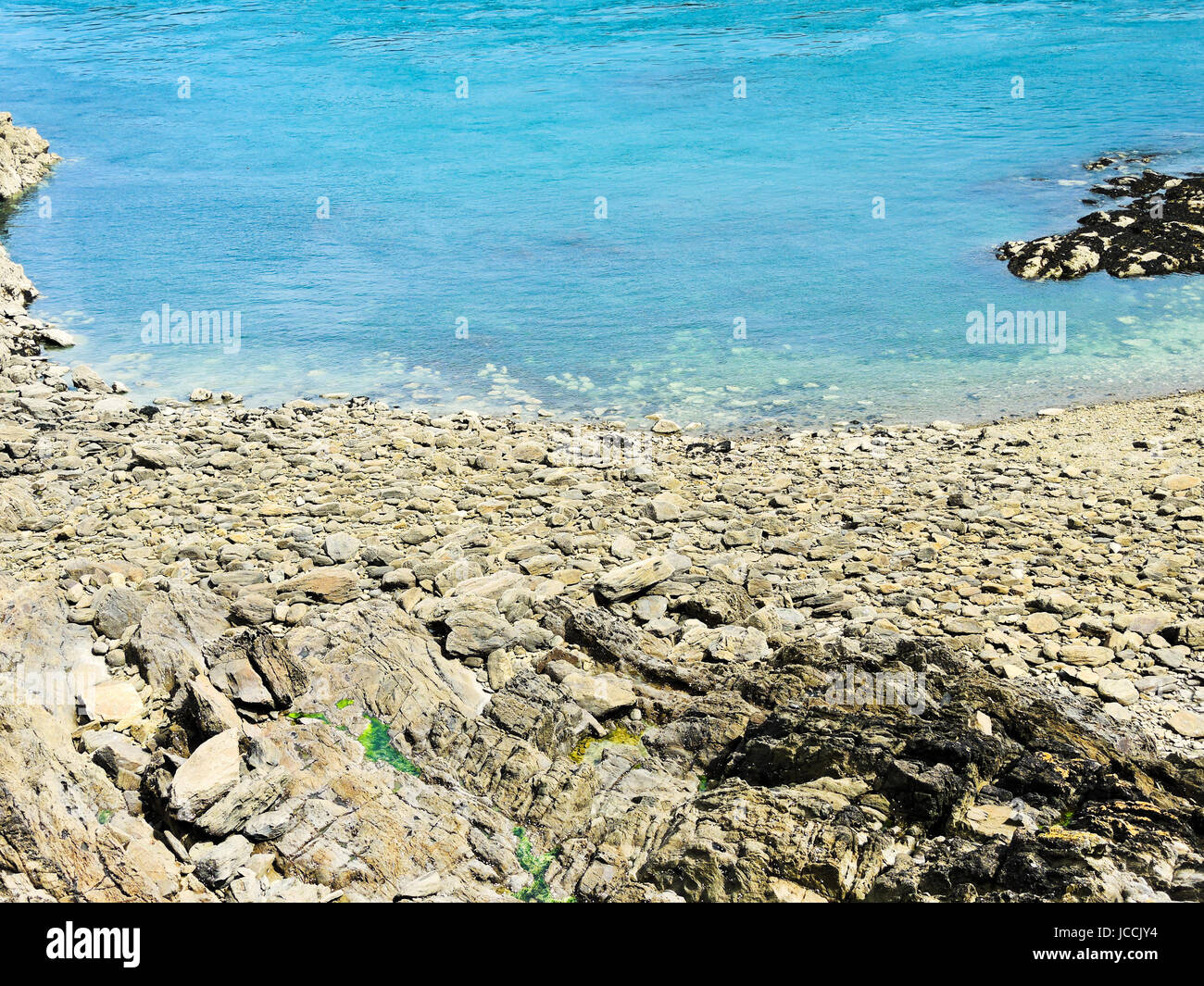 stone beach of English Channel, Brittany, Saint-Malo, France Stock ...