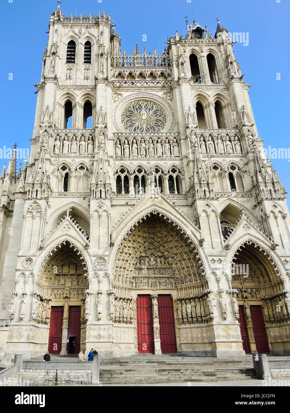 front view of medieval Amiens Cathedral, picardy, France Stock Photo ...