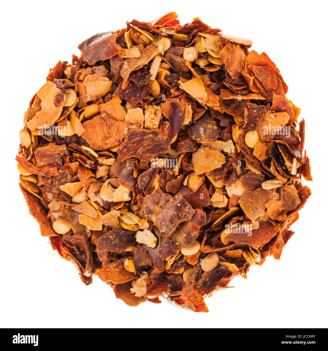 Perfect Circle of Chilli Peppers Flakes Isolated on White Background ...