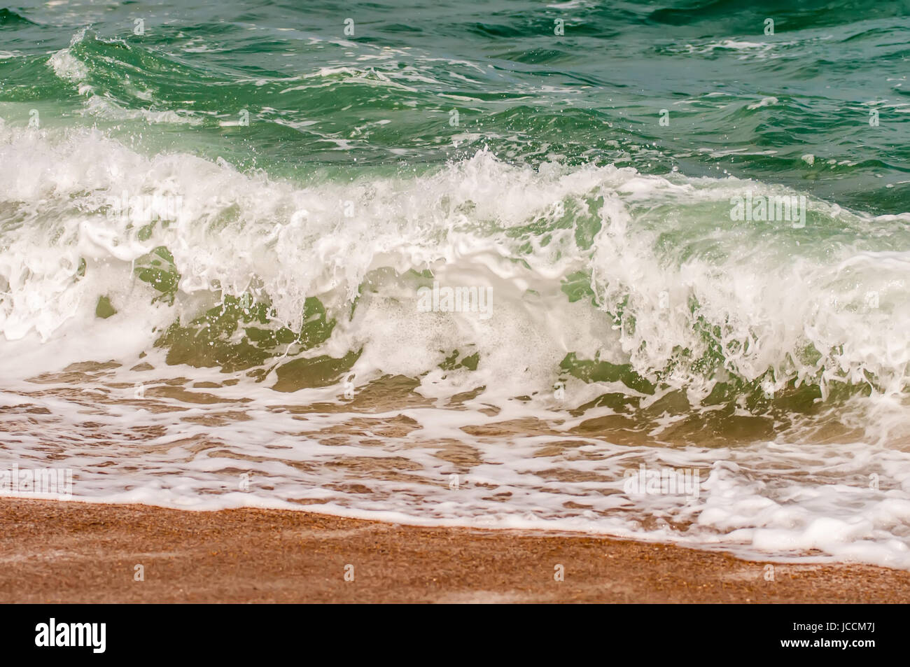 seascape with waves and sand beach scenery Stock Photo - Alamy