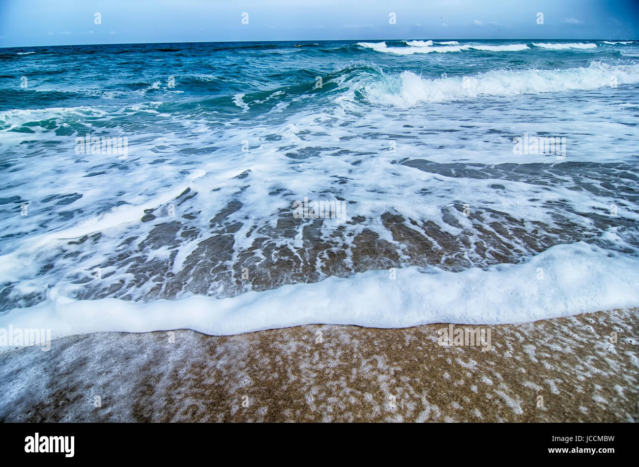 seascape with waves and sand beach scenery Stock Photo - Alamy