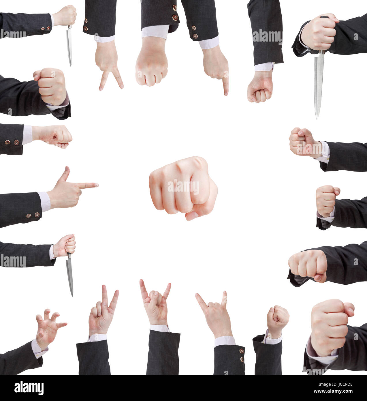 set of aggressive hand gesture isolated on white background Stock Photo ...