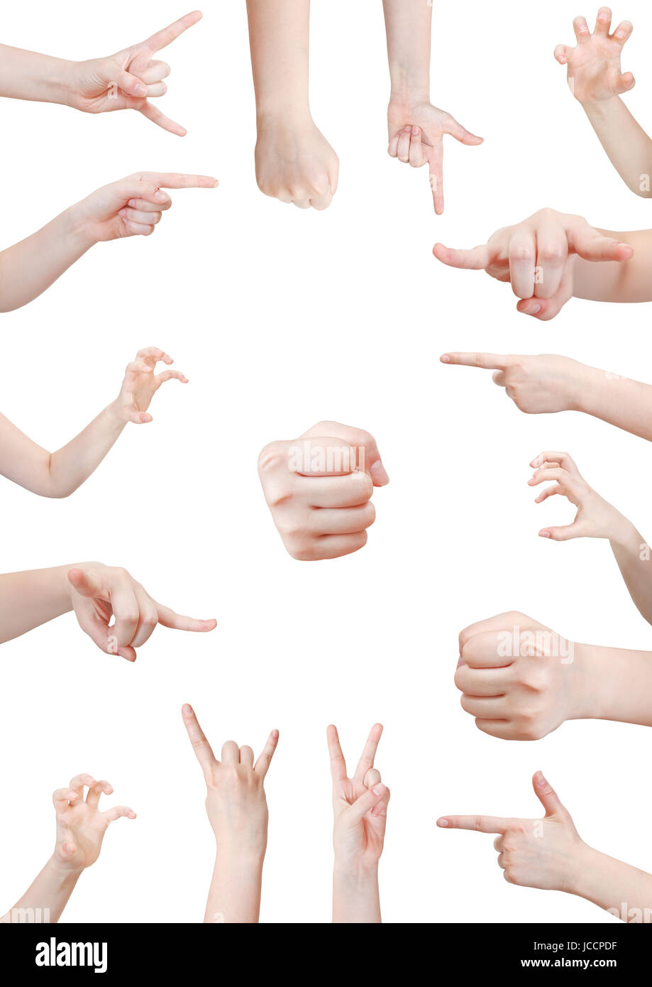 set of aggressive hand gesture isolated on white background Stock Photo ...