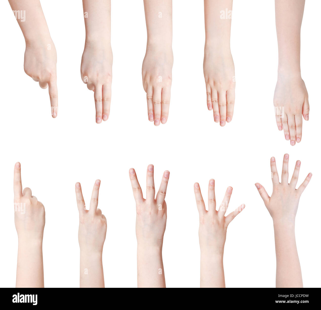 set of counting hand gesture isolated on white background Stock Photo ...