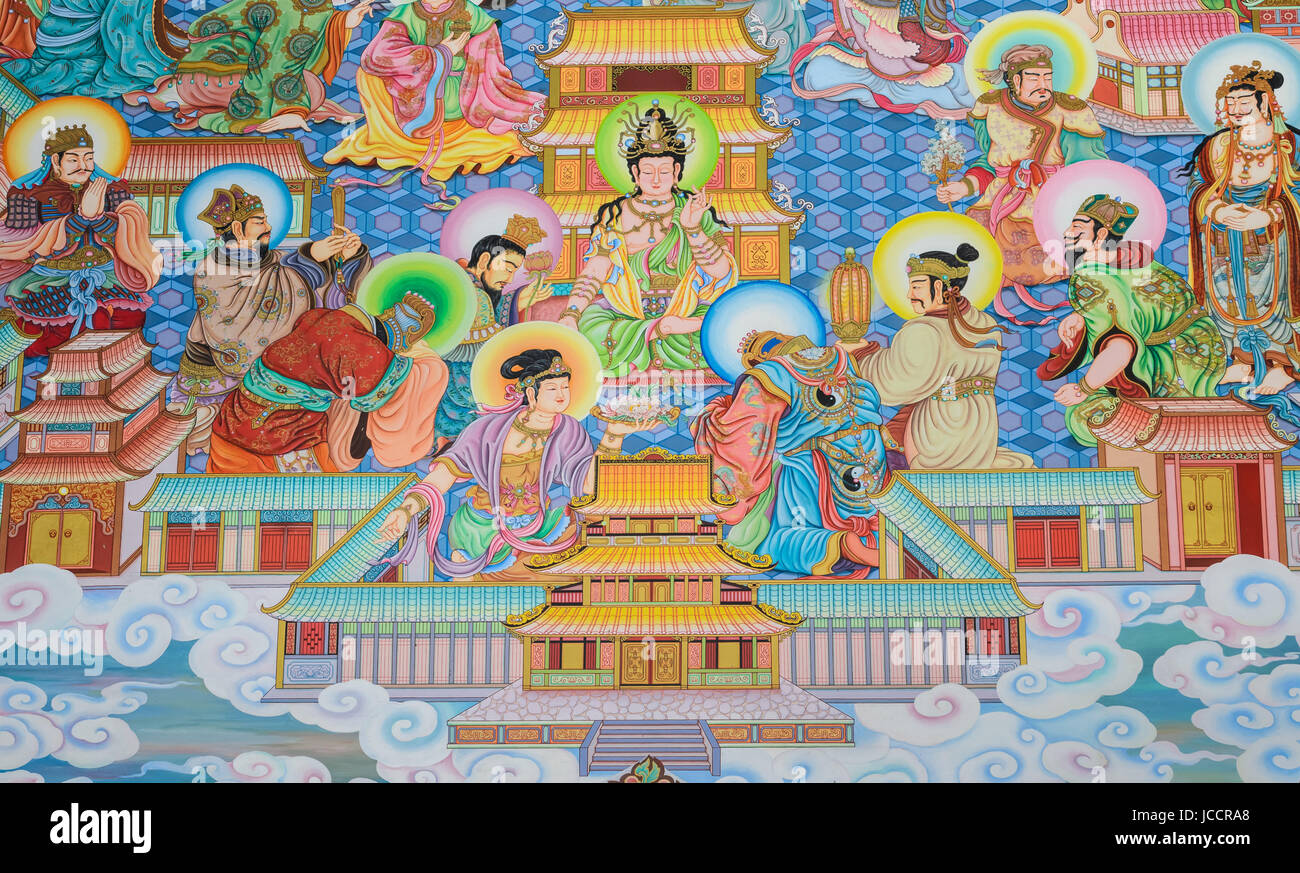 Traditional Chinese mural on temple wall Stock Photo - Alamy