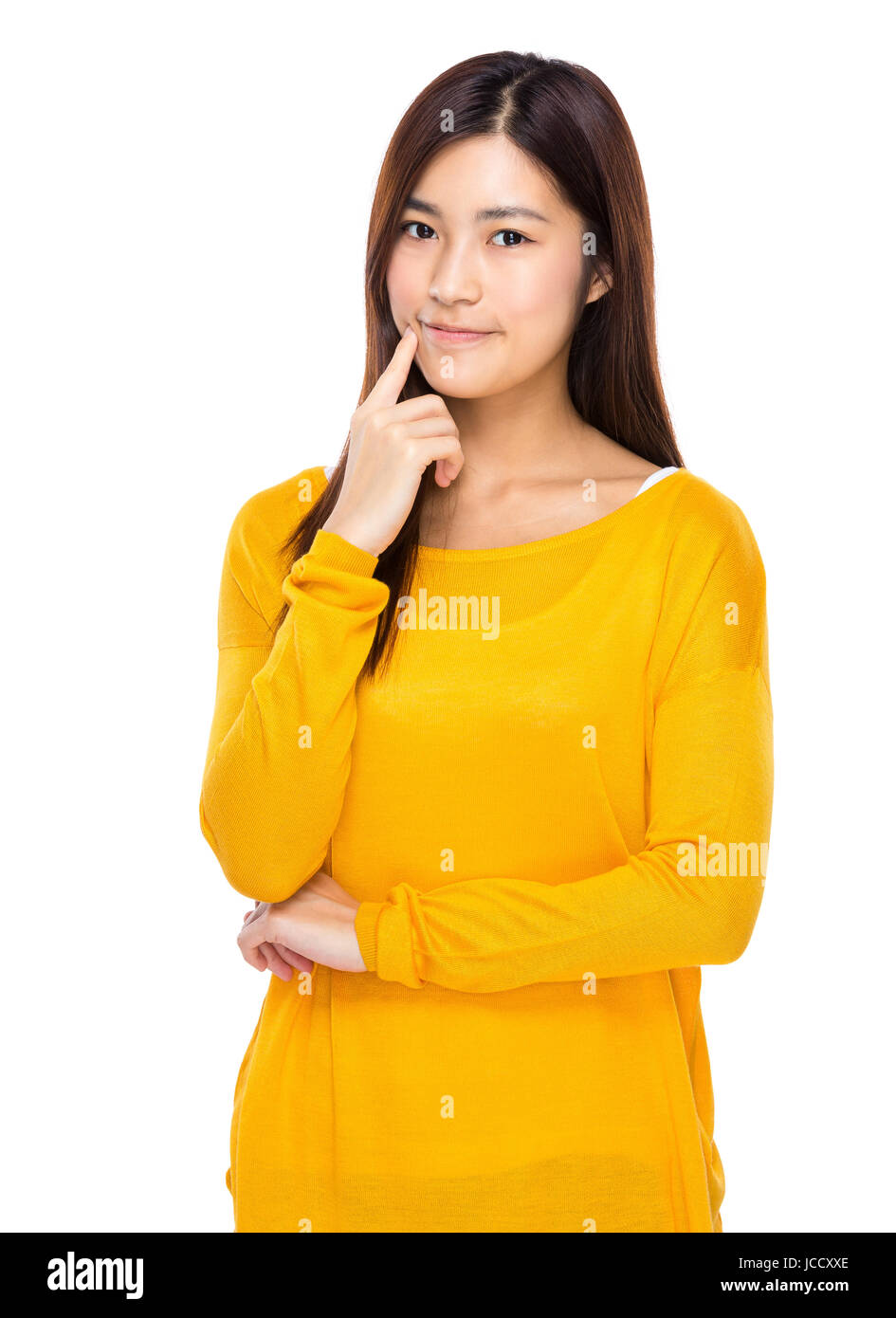 Asian woman think Stock Photo - Alamy