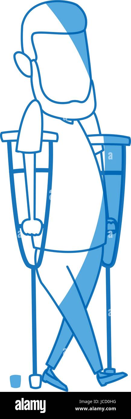 cartoon man disability walking on crutches Stock Vector Image & Art - Alamy