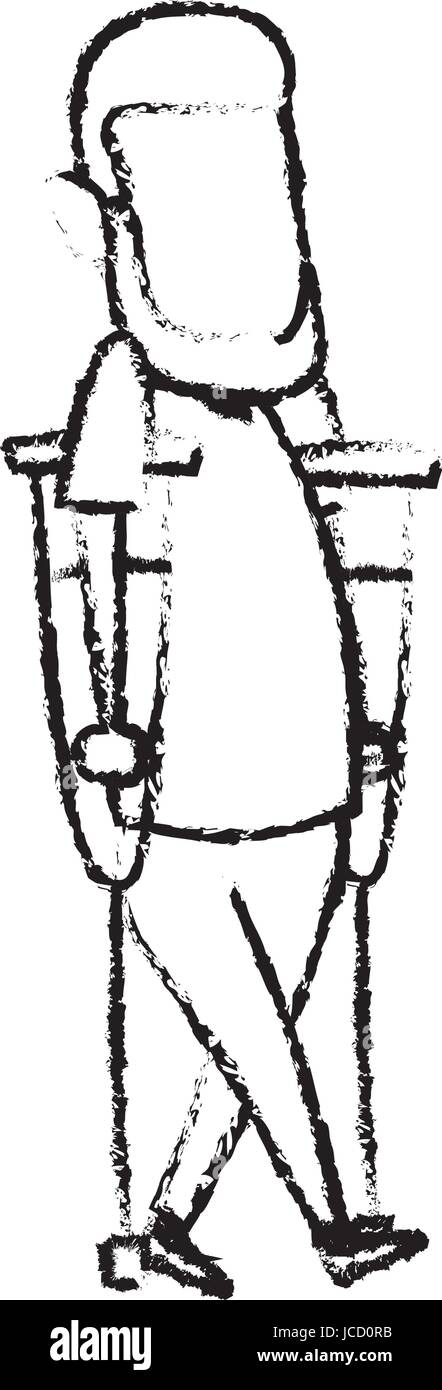 cartoon man disability walking on crutches Stock Vector Image & Art - Alamy