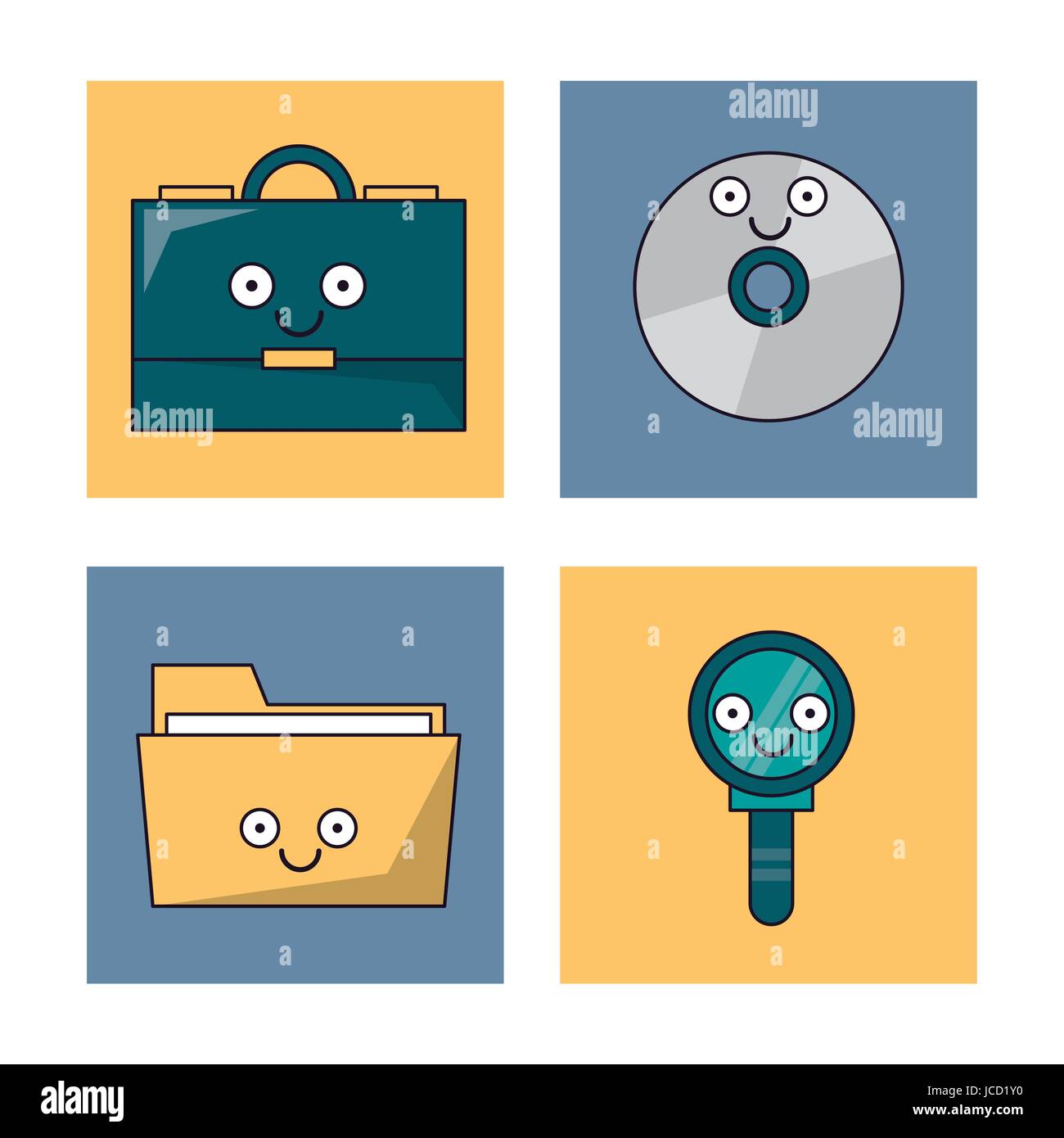 white background with set of frames with office icons animated Stock ...