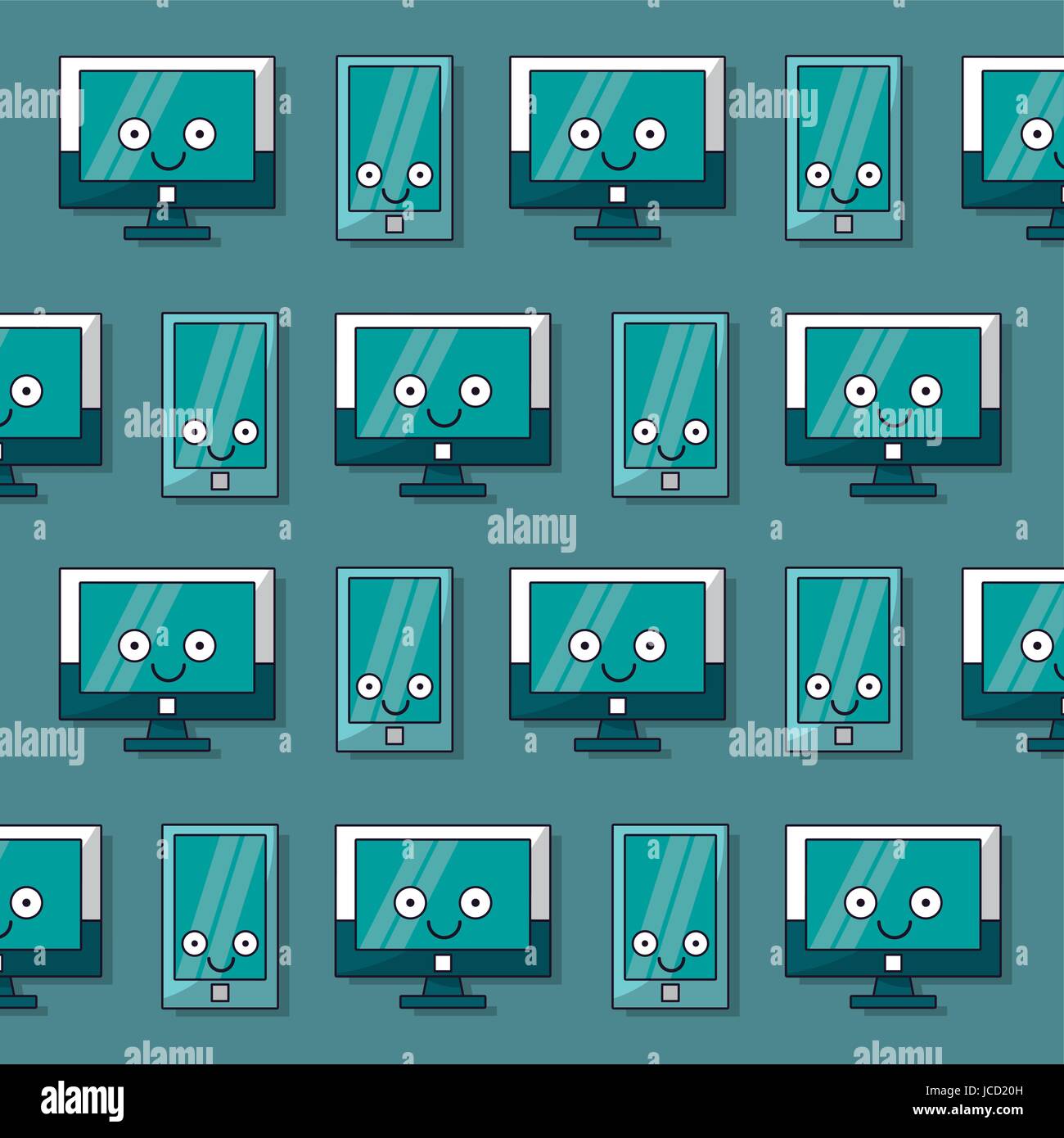 colorful background with pattern of lcd monitors and smartphones ...