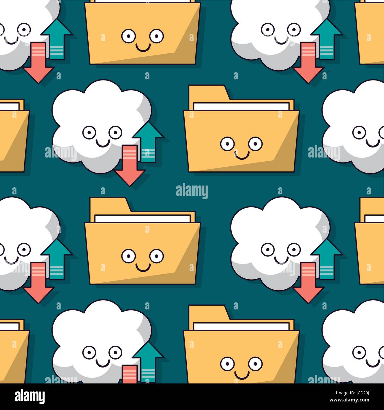 colorful background with pattern of folders and cloud service storage ...