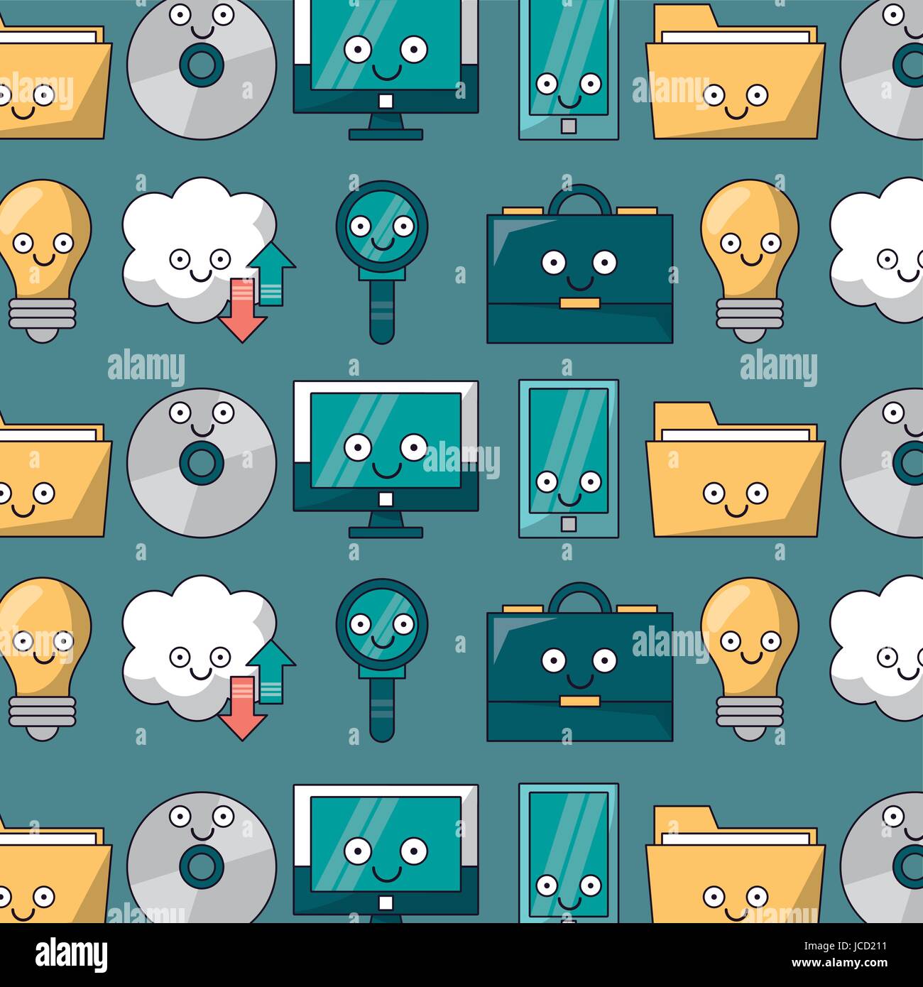 colorful background with pattern of tech icons animated Stock Vector ...