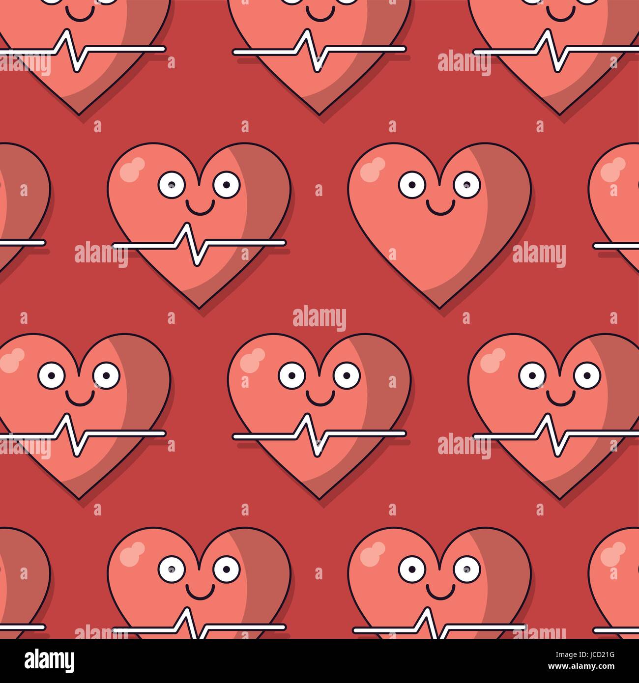 colorful background with pattern of heart and pulse signal animated ...